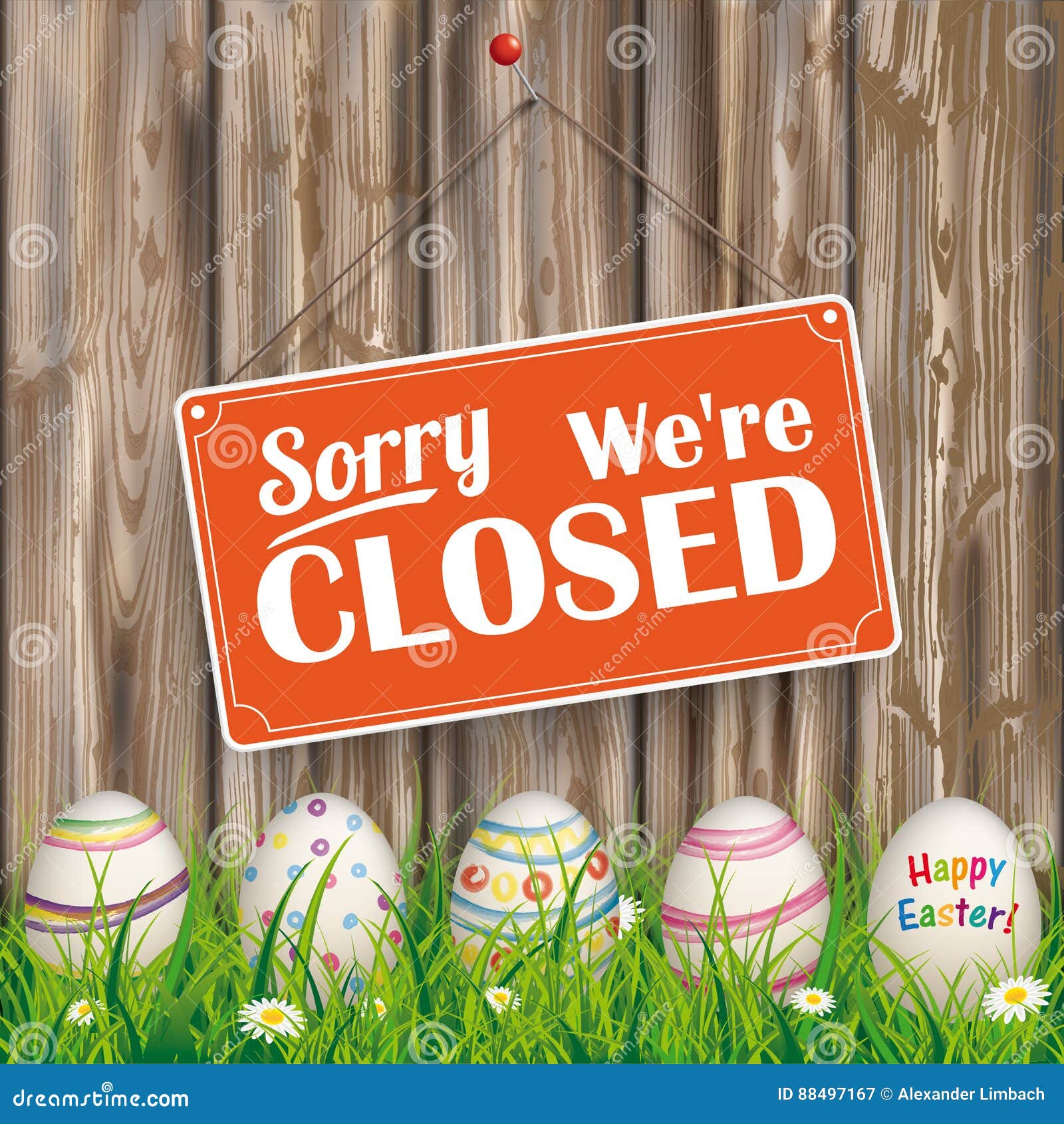 Easter Eggs Grass Worn Wood Closed Stock Vector - Illustration of ...