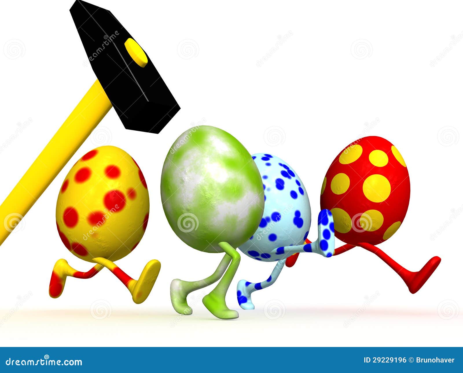 Easter eggs with a hammer. stock illustration. Illustration of animated ...