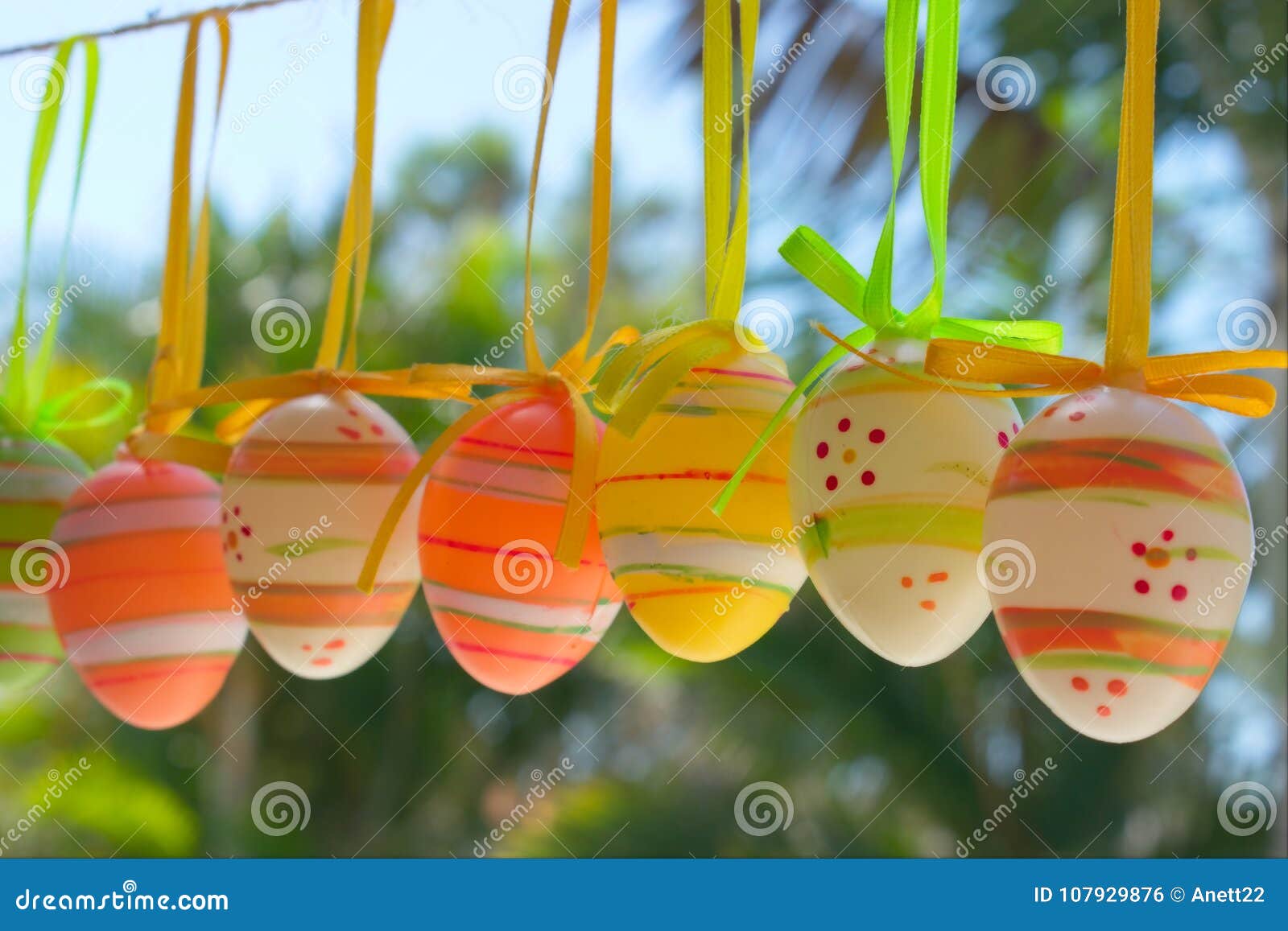 Easter Eggs Hanging on a Rope. Stock Photo - Image of tradition, rope ...