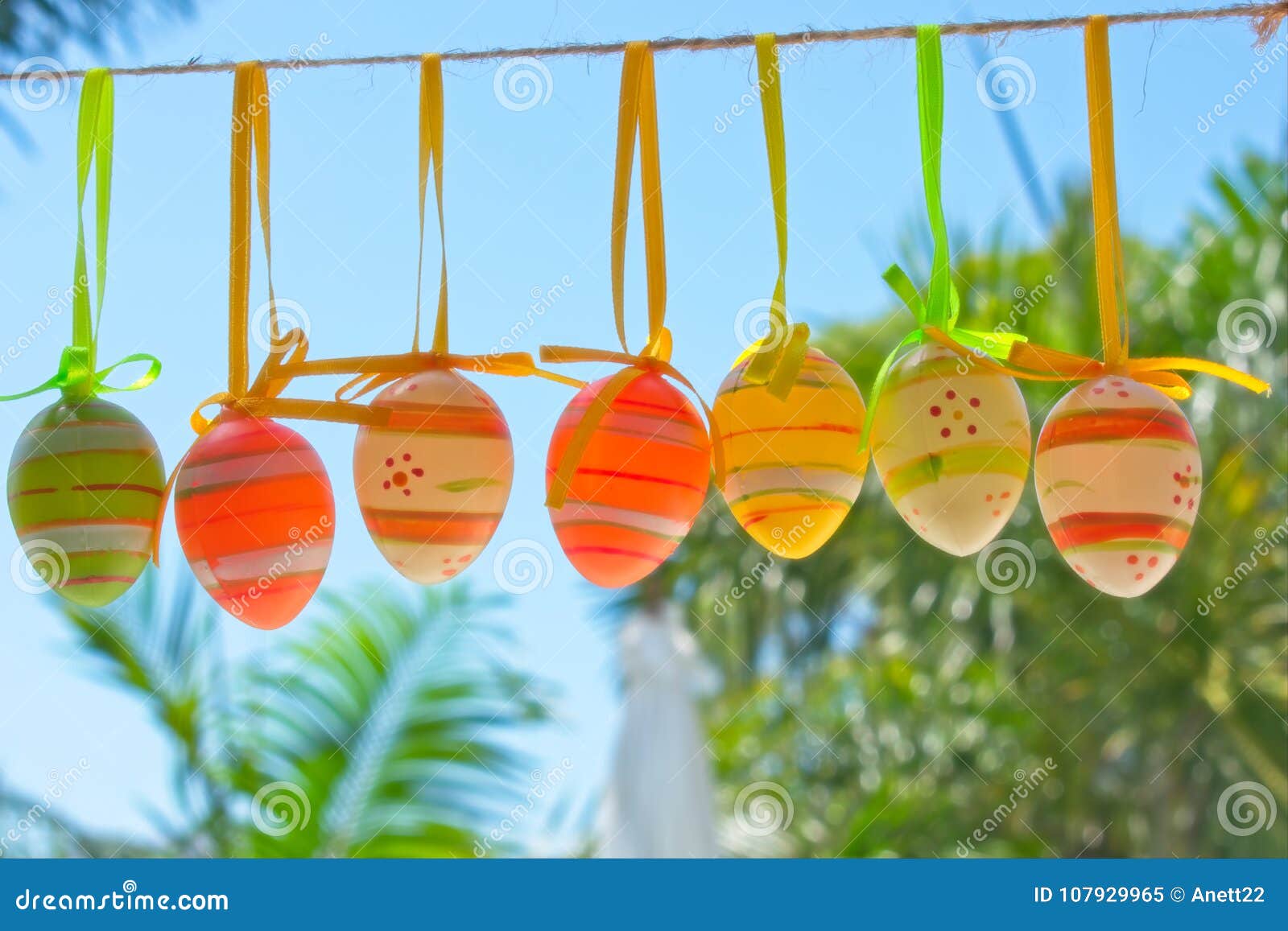 Easter Eggs Hanging on a Rope. Stock Image - Image of colourful ...