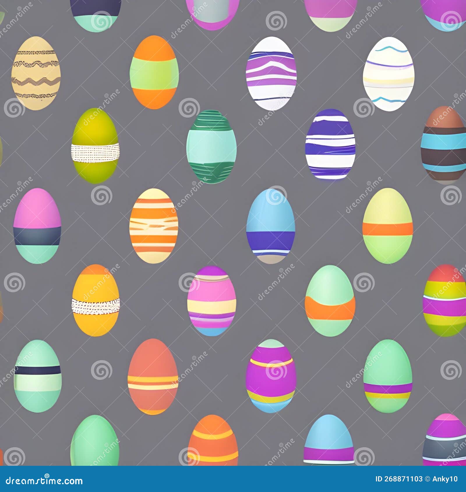Easter Eggs in Happy Colours Over Grey Stock Illustration - Illustration of gift, design: 268871103