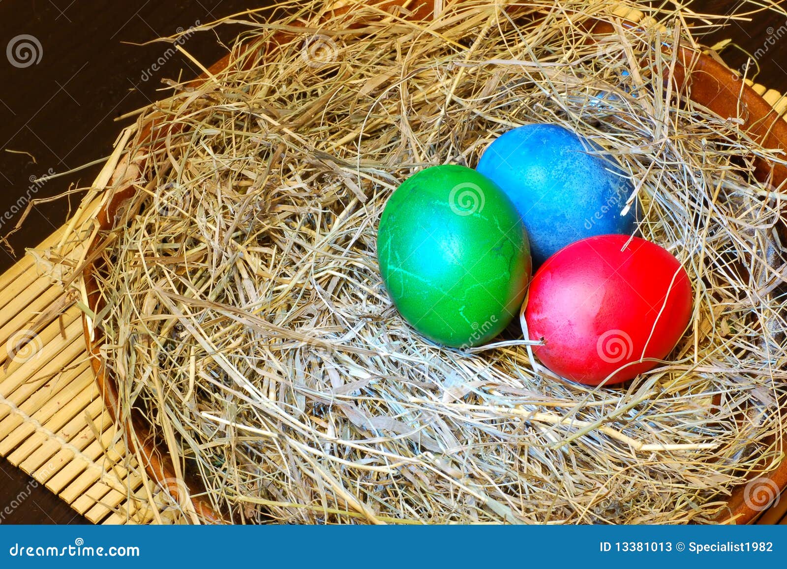 Easter Eggs in Hay stock image. Image of spring, straw - 13381013