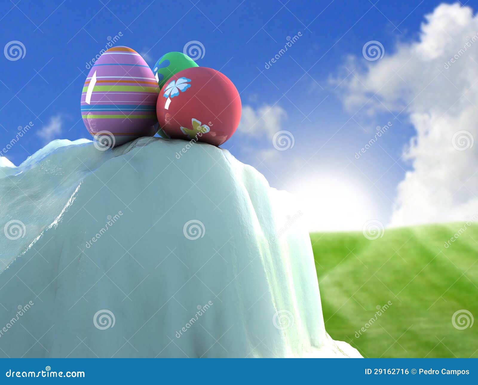 Easter Eggs on Ice Mountain Stock Illustration - Illustration of nest ...