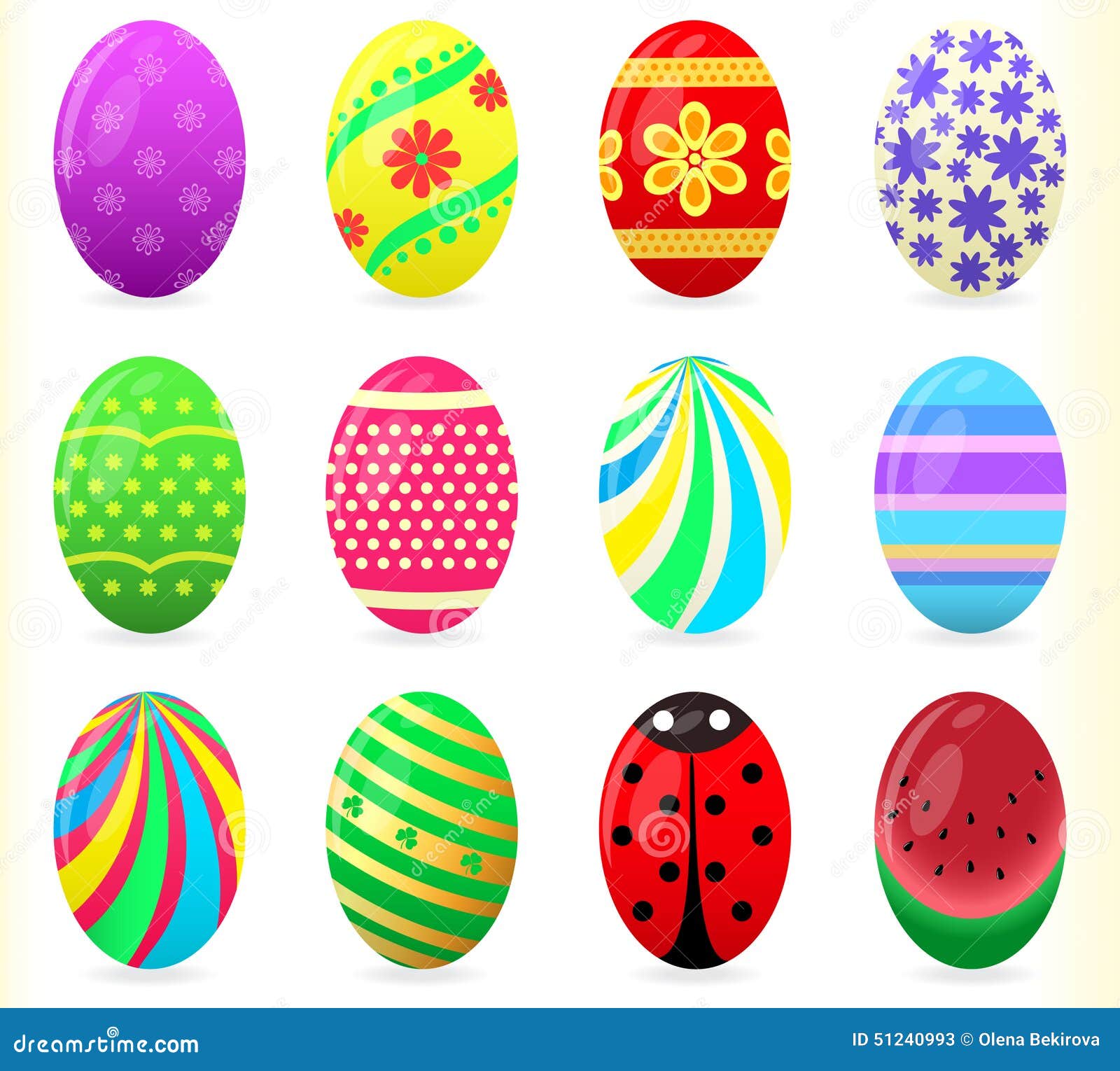 Easter eggs -Illustration. stock vector. Illustration of striped - 51240993