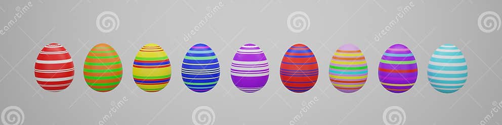 Easter Eggs. Lined Up Colorful Mixture with Different Patterns Stock ...