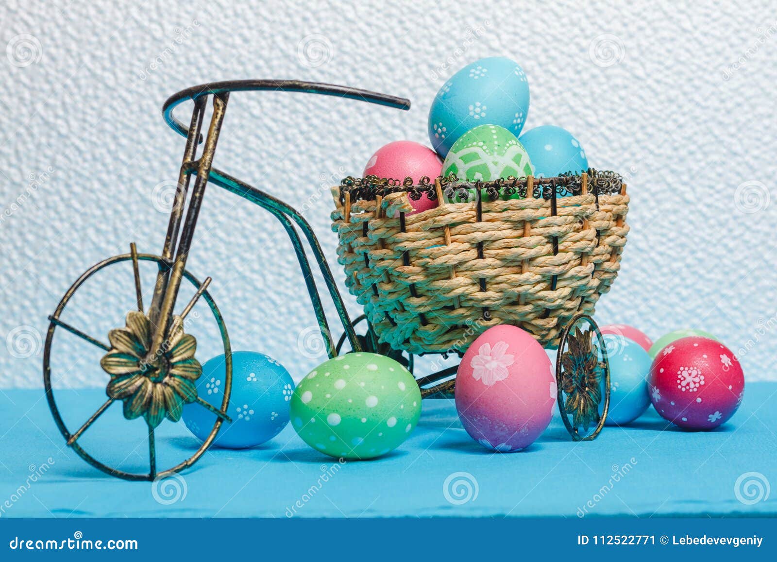 Easter Eggs in Nest on Bicycle Stock Image - Image of basket ...