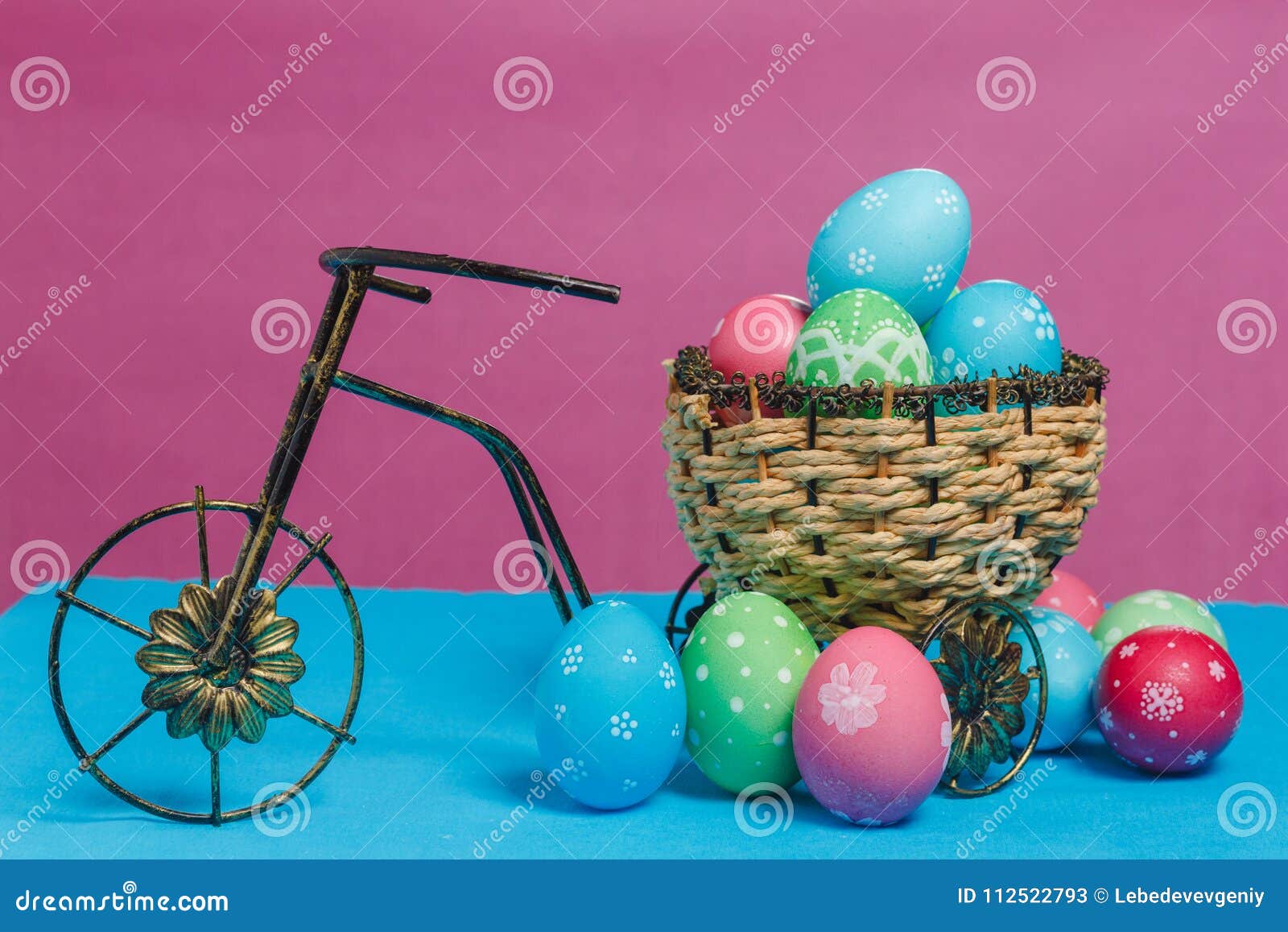 Easter Eggs in Nest on Bicycle Stock Image - Image of beauty, happy ...