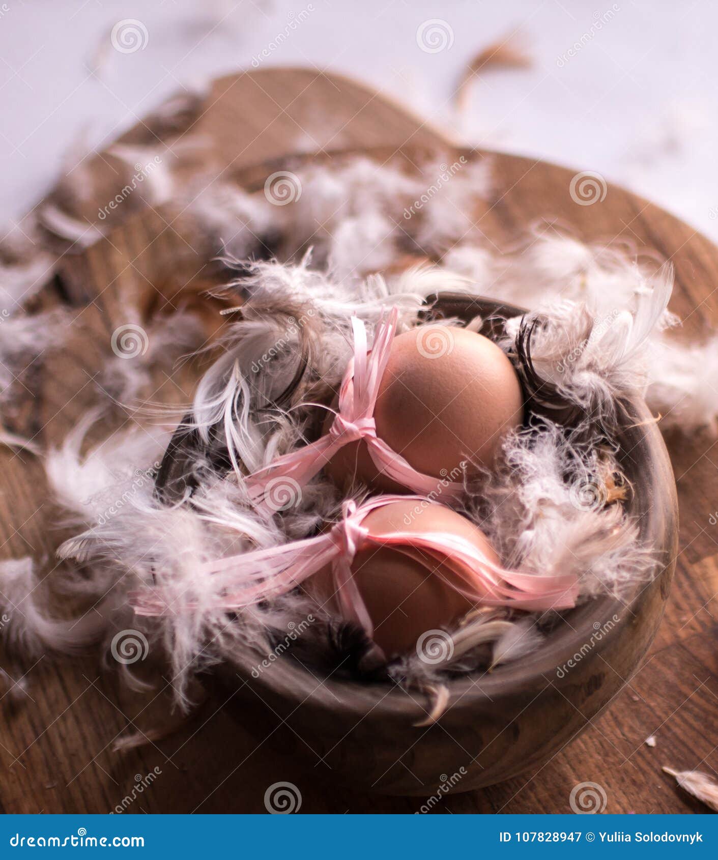 Easter Eggs in the Nest of Feathers. Stock Image - Image of nest ...