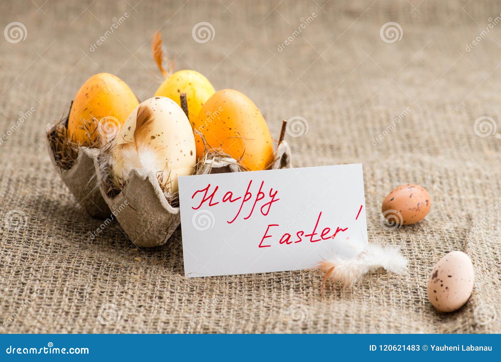 Easter Eggs, Note with Lettering Happy Easter Stock Image - Image of ...