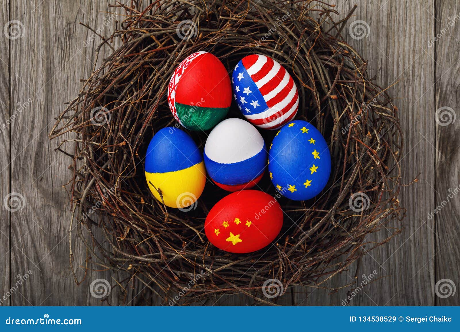 Easter Eggs Painted in the Colors of the Flags of Different States of ...