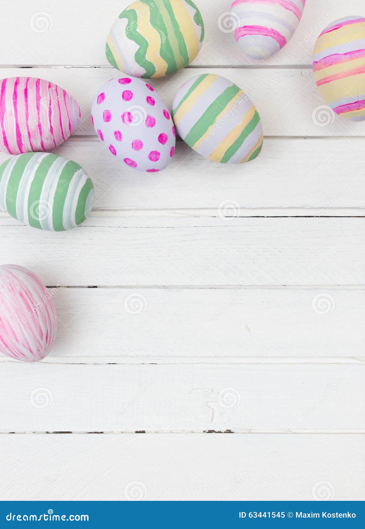 Easter Eggs Painted in Pastel Colors on a White Stock Image - Image of ...