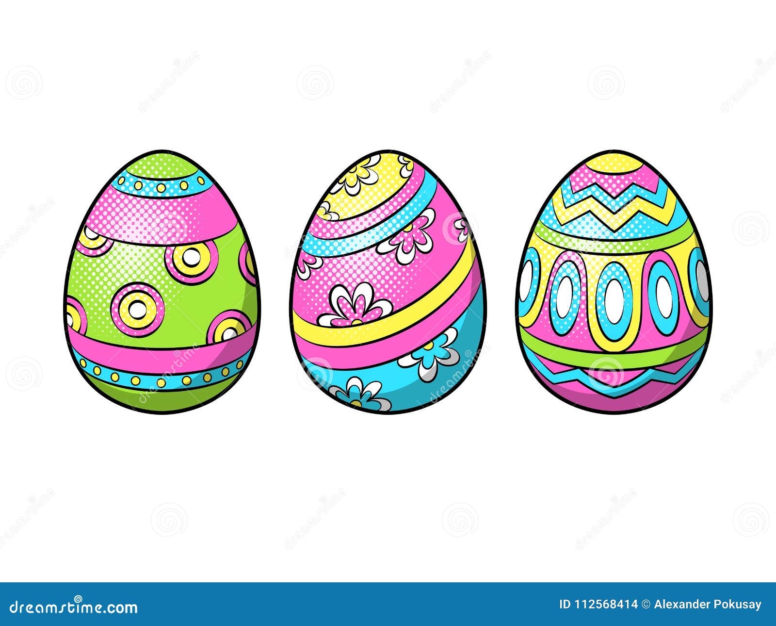 Easter Eggs Pop Art Vector Illustration Stock Vector - Illustration of ...