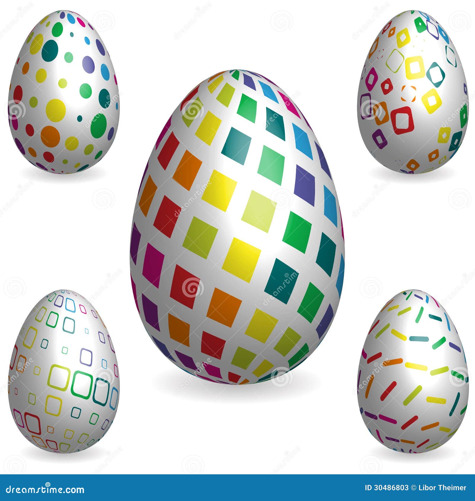 Abstract 3D Easter Eggs with Decorative Texture Stock Illustration ...
