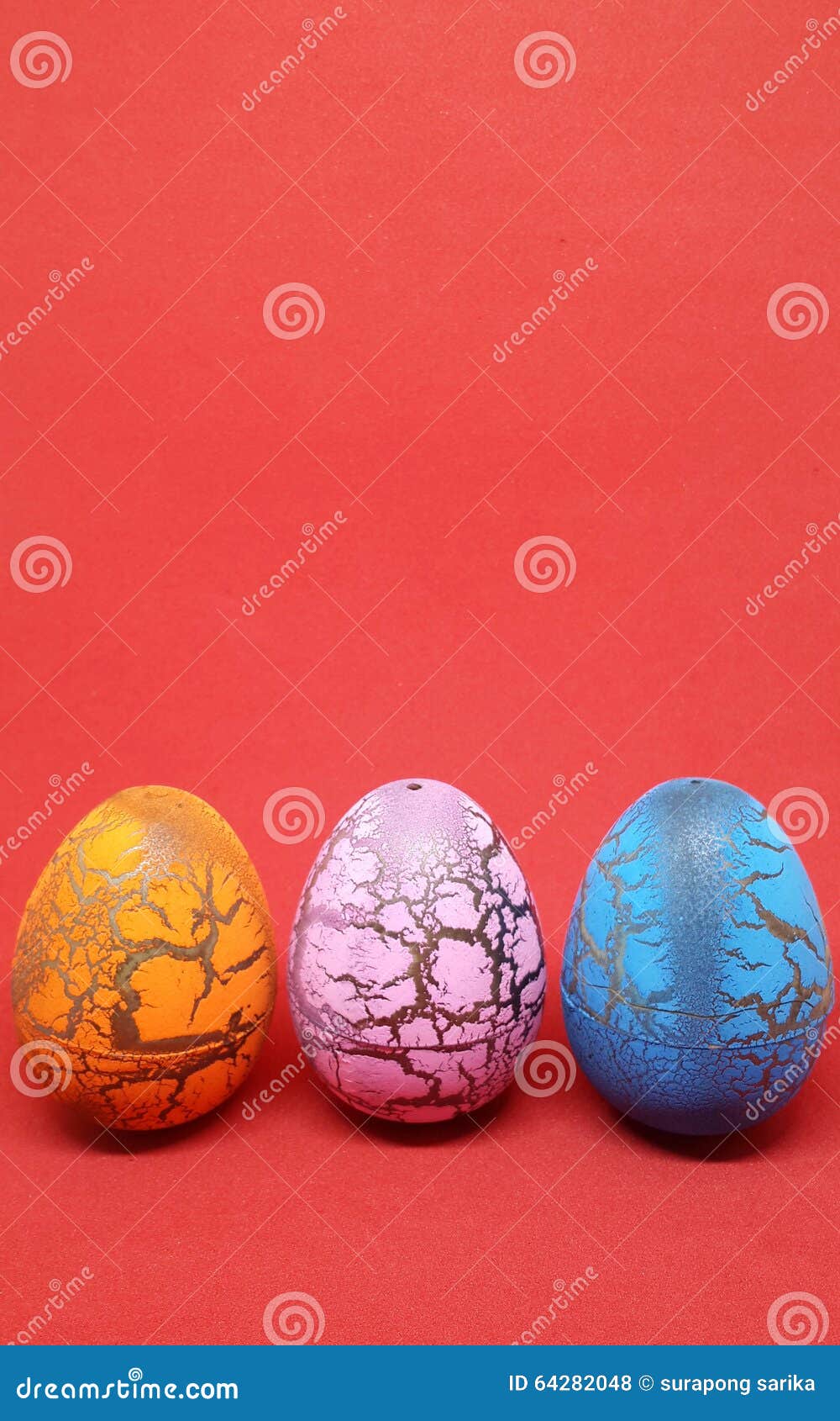Easter Eggs on Red Background. Stock Photo - Image of pink, crack: 64282048