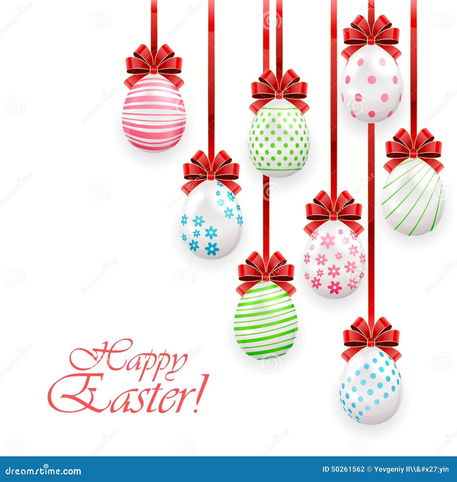 Easter eggs with red bow stock vector. Illustration of luminosity ...
