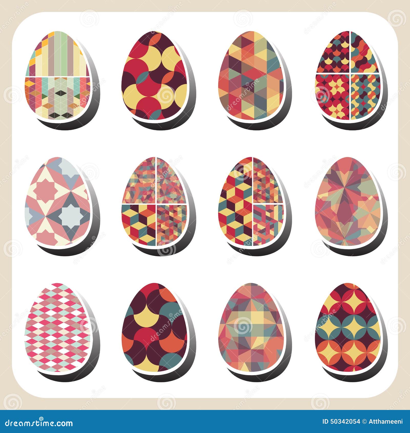 Easter Eggs Retro Pattern Set Stock Vector - Illustration of greeting ...