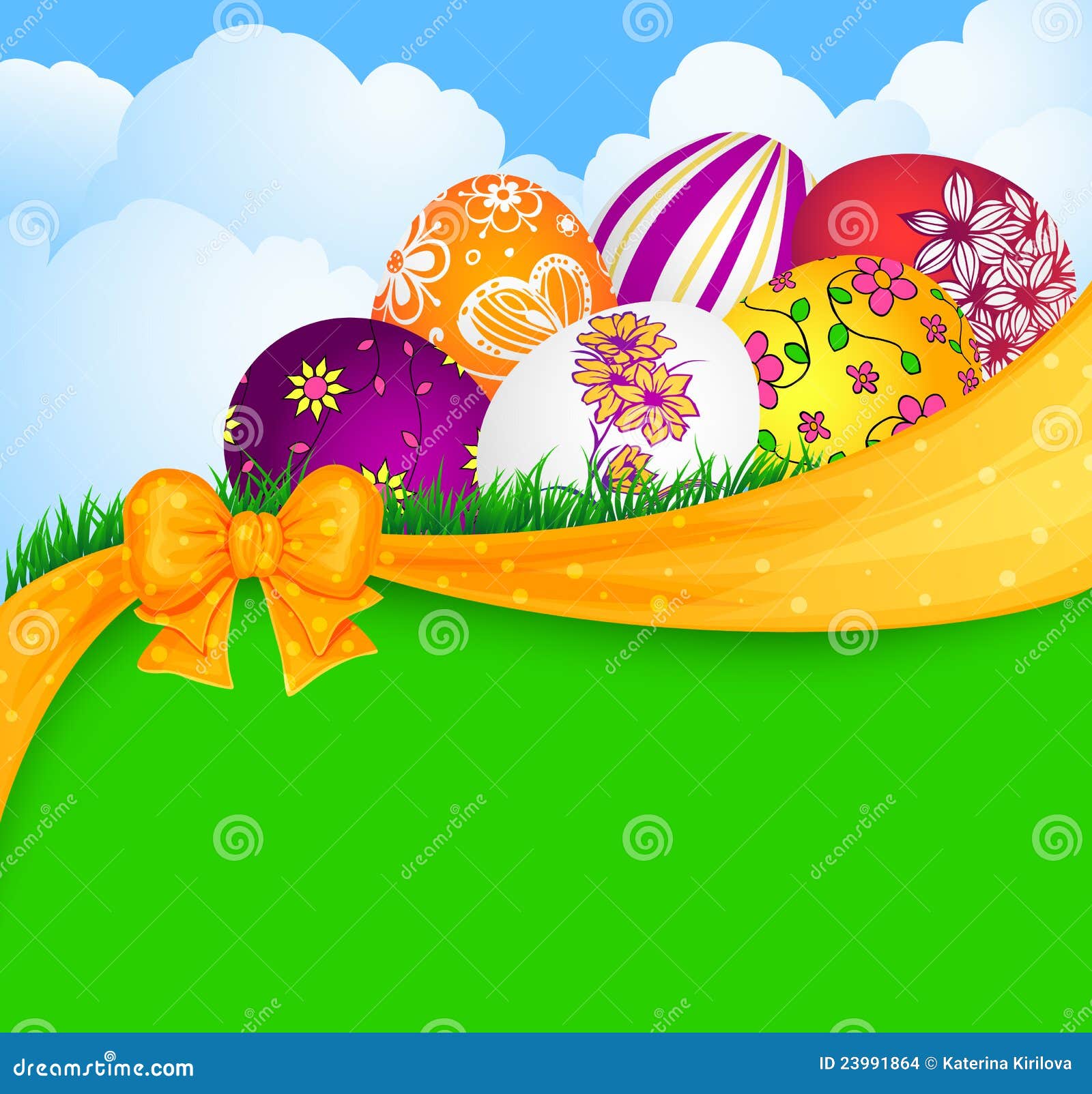 Easter eggs and ribbon stock vector. Illustration of abstract - 23991864