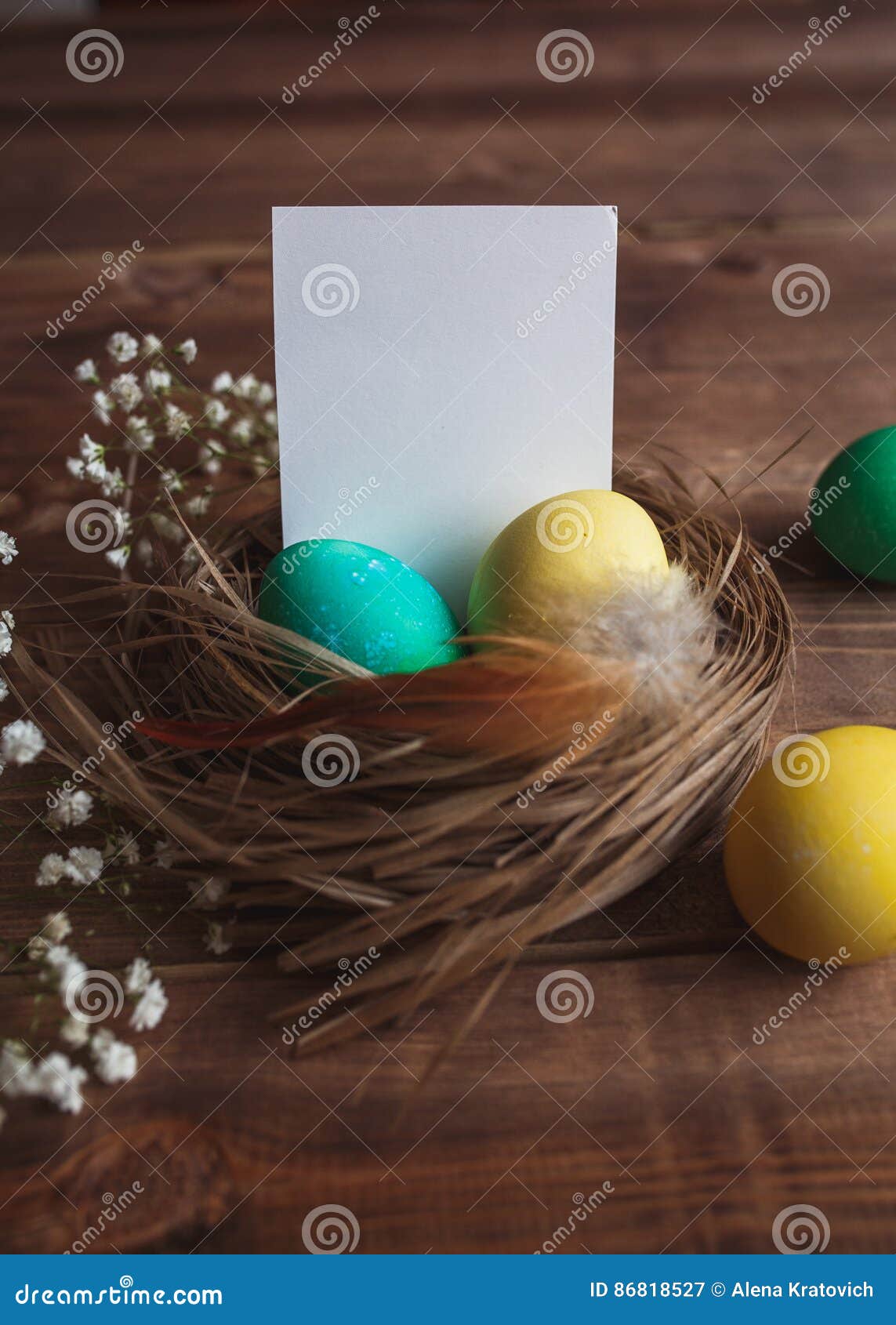 Easter Eggs on Rustic Wooden Background . Stock Image - Image of ...