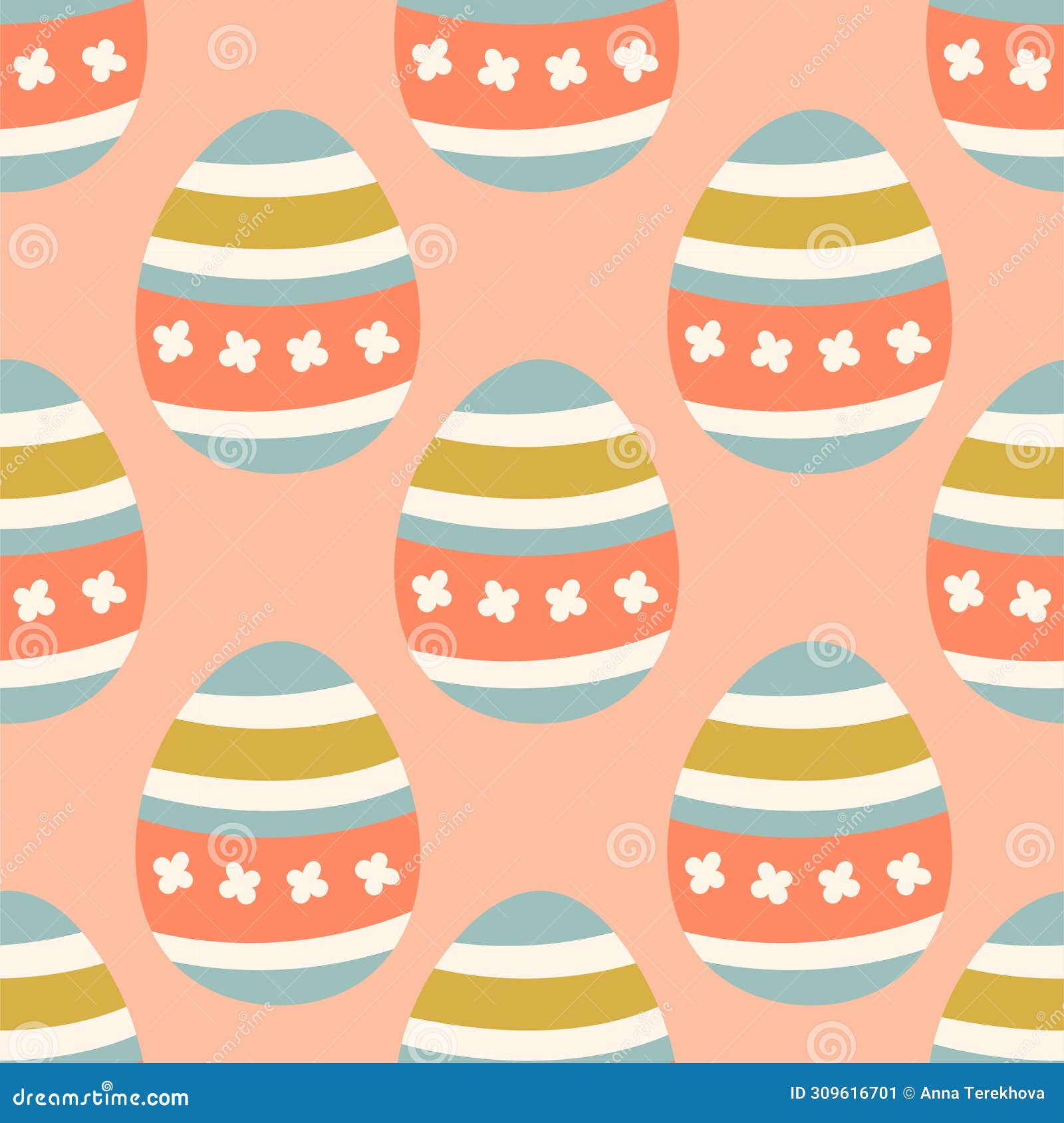 Easter Eggs Seamless Pattern, Easter Symbol, Decorative Vector Elements. Easter Colored Eggs ...