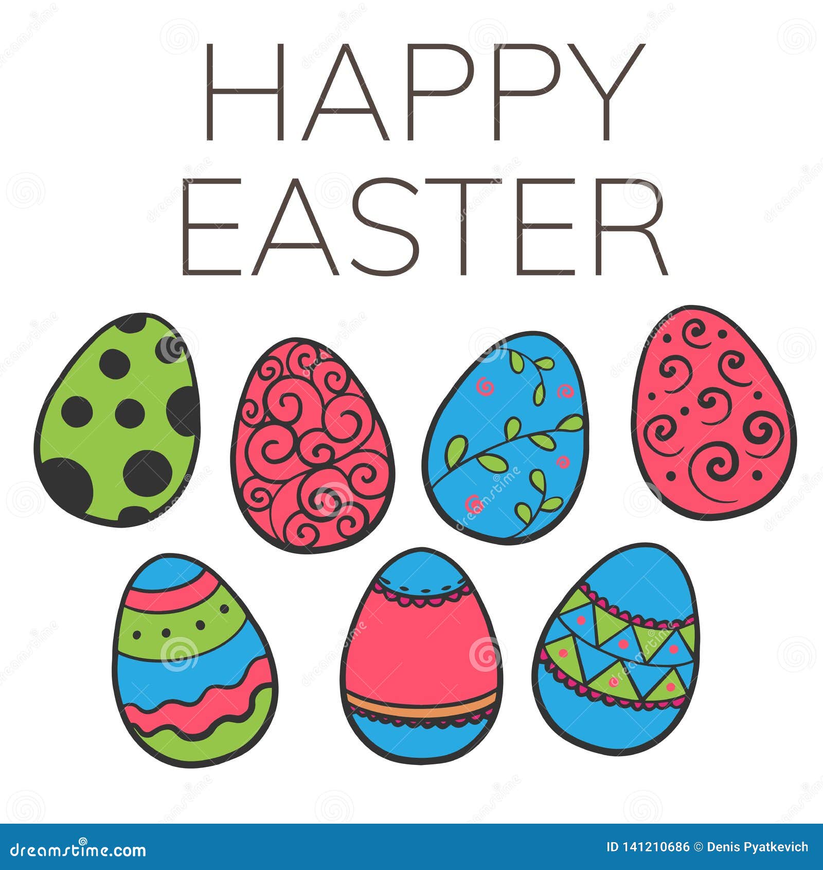 Easter Eggs. Set of Easter Eggs. Happy Easter Stock Vector ...