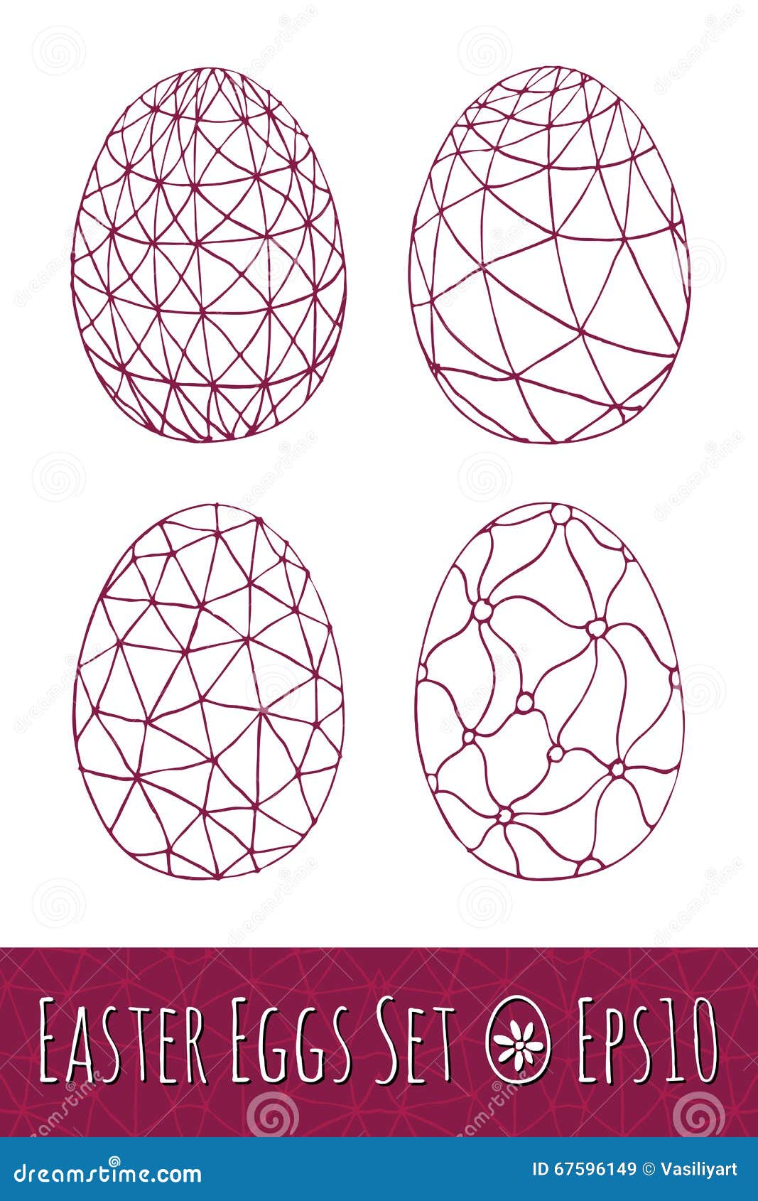 Easter Eggs Set with Pattern. Vector Illustration Stock Vector ...