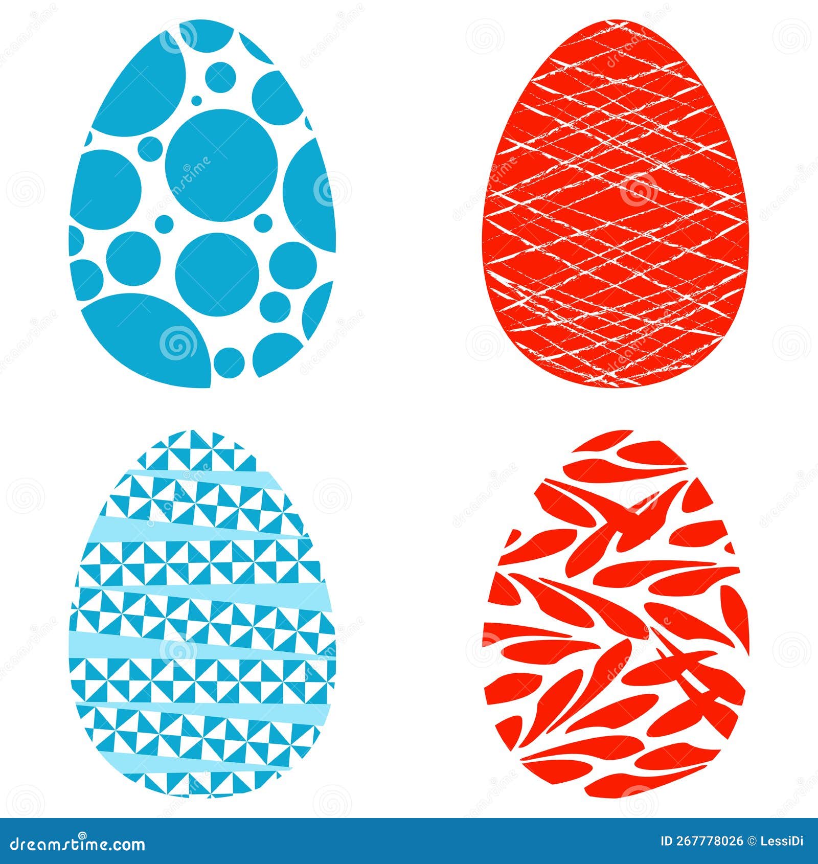 Easter Eggs Set of Red and Blue Eggs with Different Textures Stock Vector - Illustration of ...