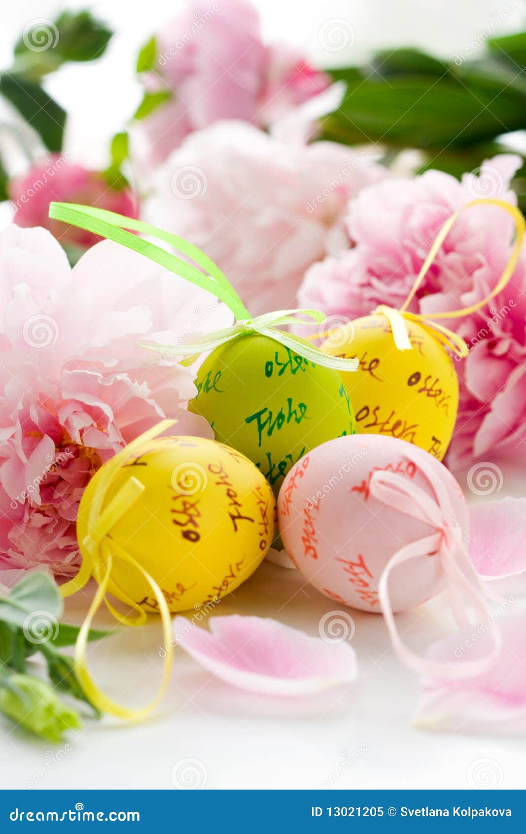 Easter Eggs and Spring Flowers Stock Image - Image of easter, colorful ...