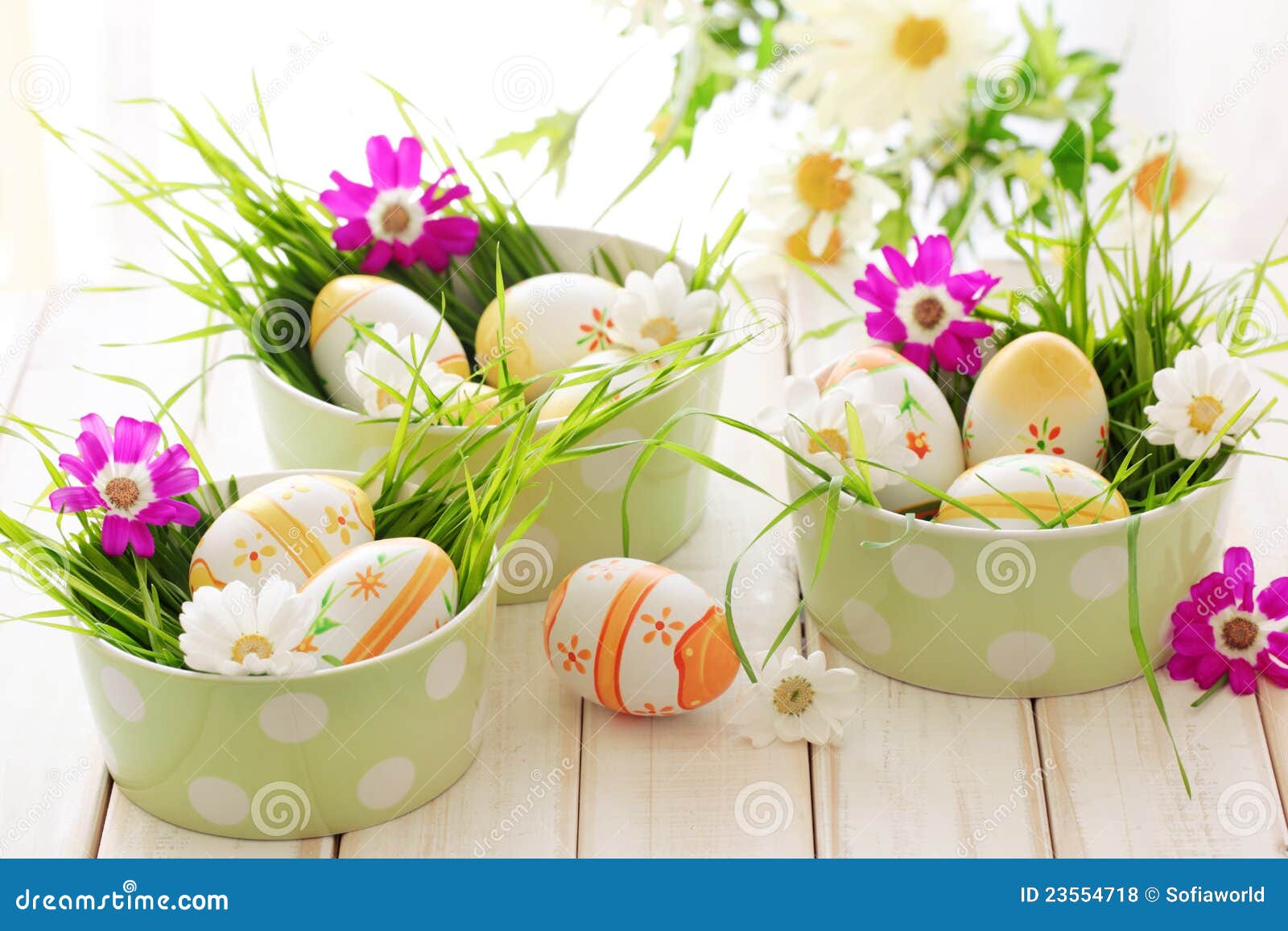 Easter Eggs with Spring Flowers Stock Photo - Image of festival ...