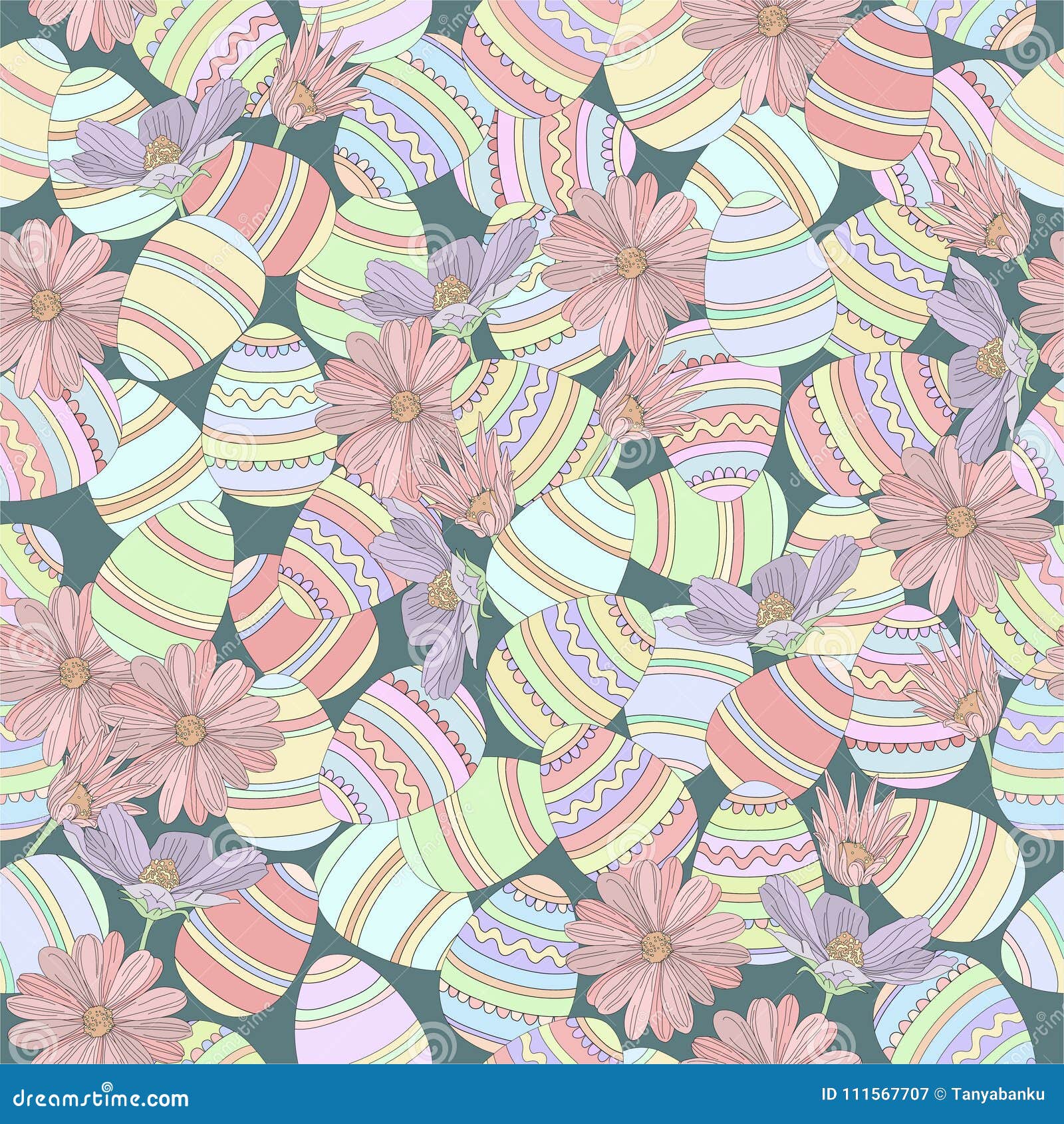 Easter Eggs and Spring Flowers Seamless Pattern Vector Stock Vector ...