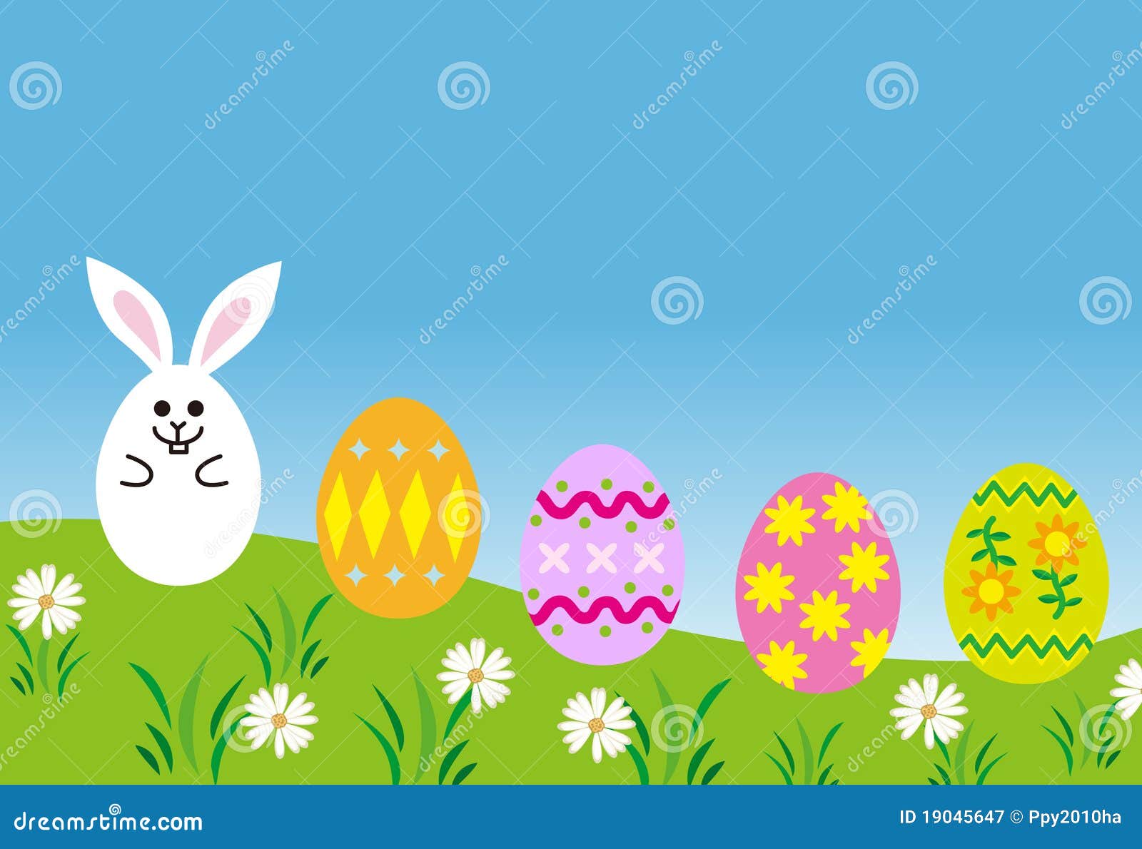 Easter Eggs in Spring Grass Stock Illustration - Illustration of ...