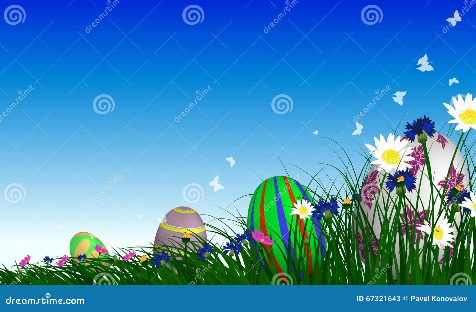 Easter Eggs on Springtime Meadow Stock Vector - Illustration of field ...