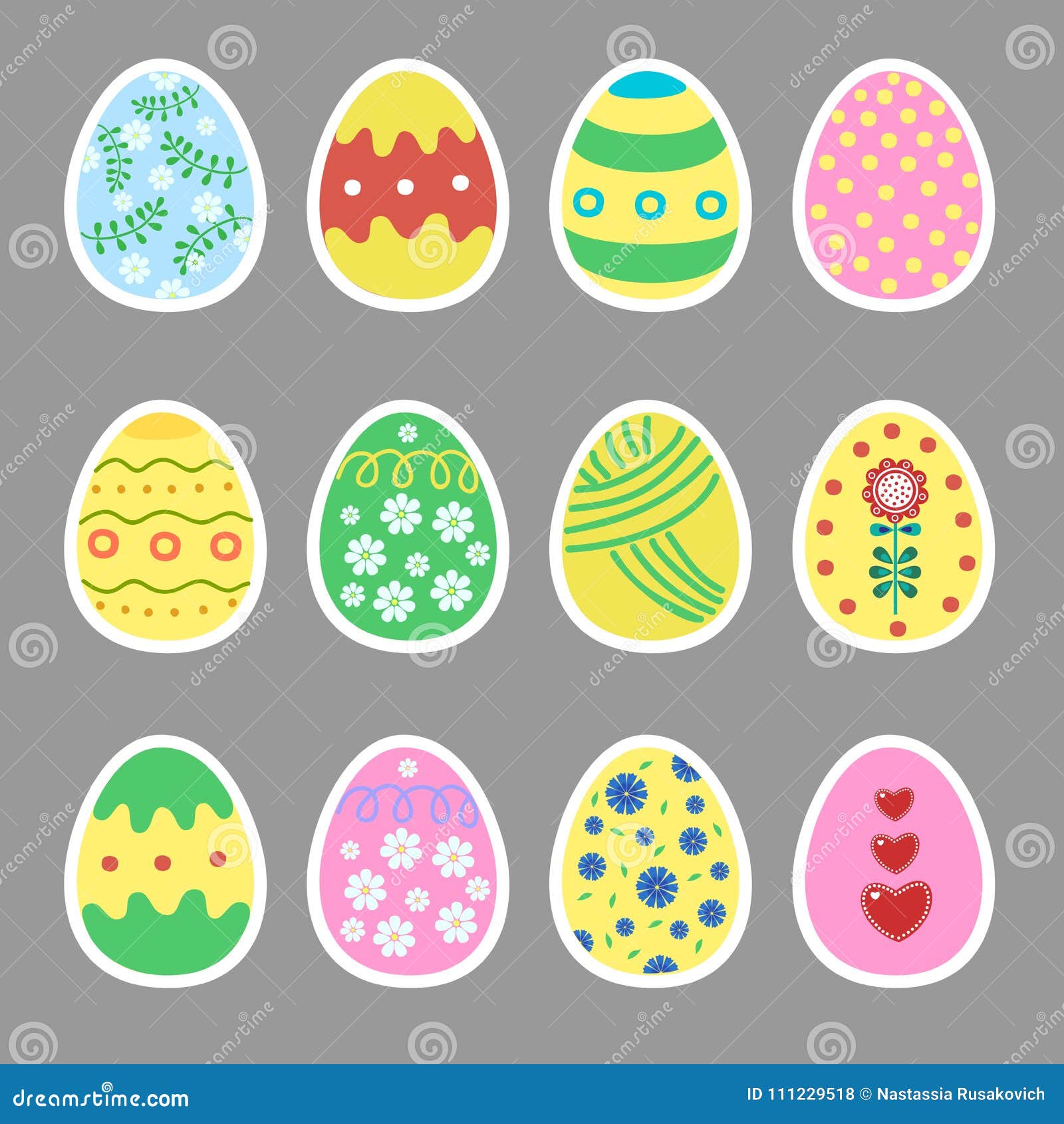 Easter Eggs, Stickers Set. it`s Spring. Gift. Seasonal Celebration ...