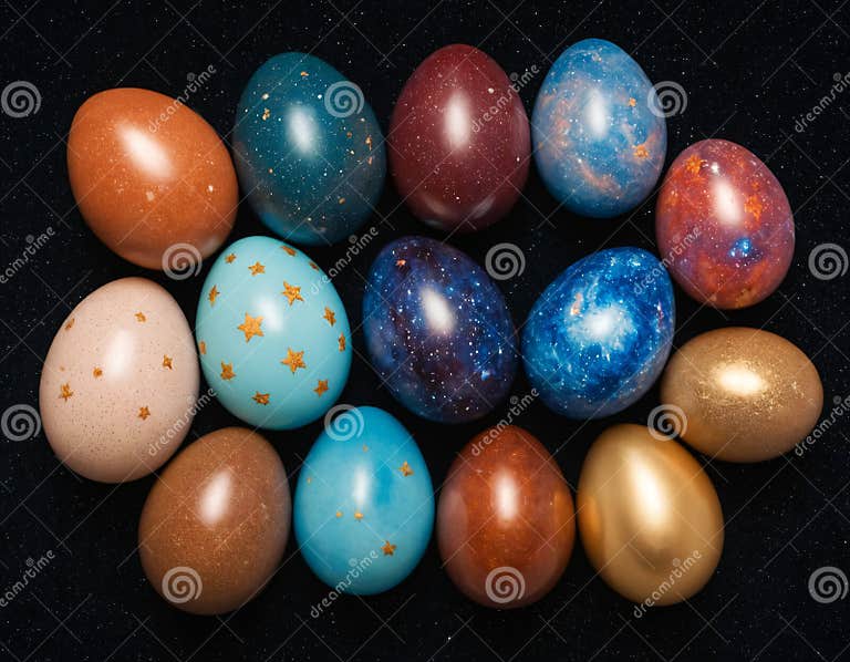 Starry Night Easter Eggs. stock illustration. Illustration of galaxy ...