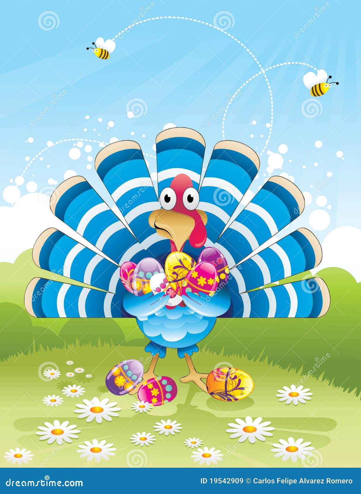 Easter eggs and turkey stock vector. Illustration of nature - 19542909