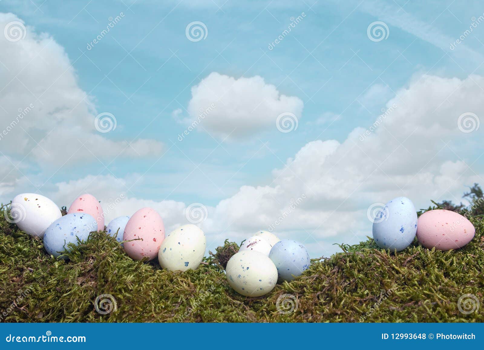 Easter eggs under blue sky stock photo. Image of painted - 12993648
