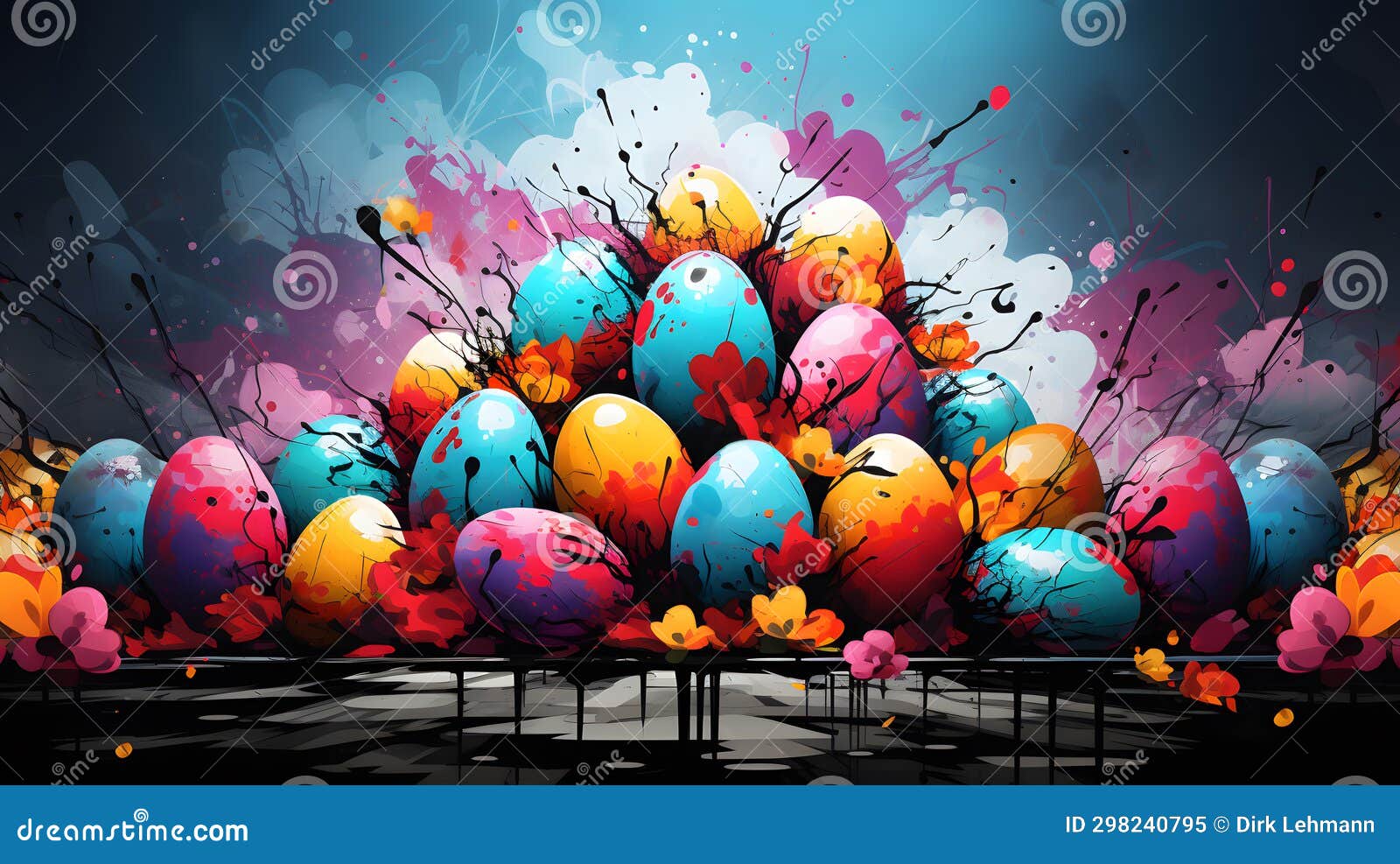Easter Eggs Wallpaper Painting Graffiti Art, Background Stock ...