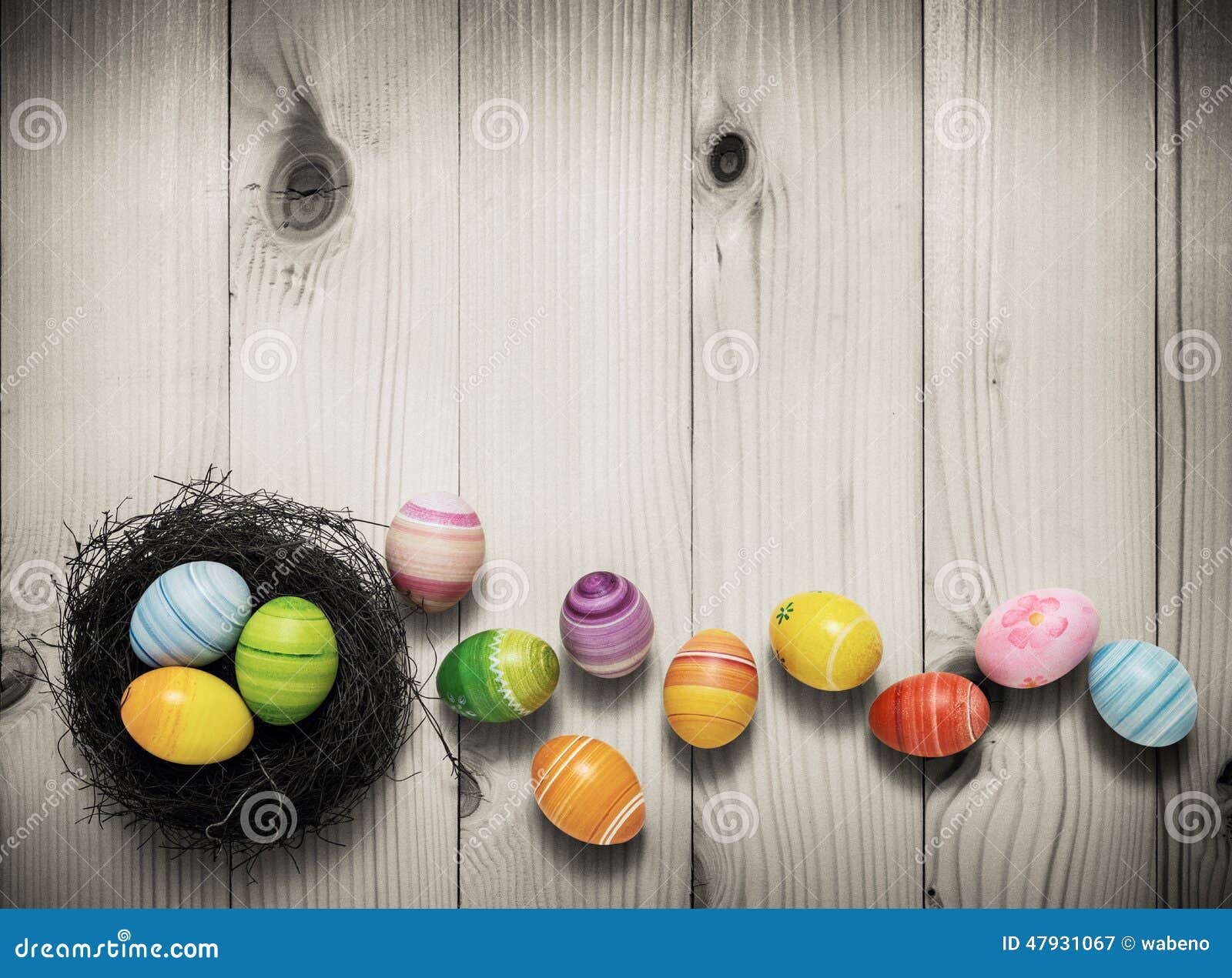 Easter Eggs on Wooden Background Stock Image - Image of event, multi ...