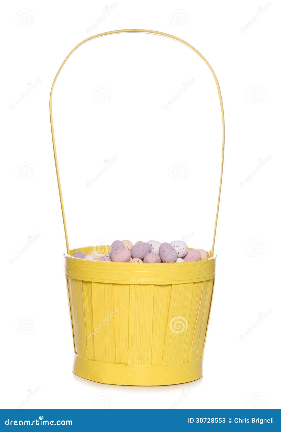 Easter Eggs in a Yellow Basket Stock Image - Image of yellow, basket ...