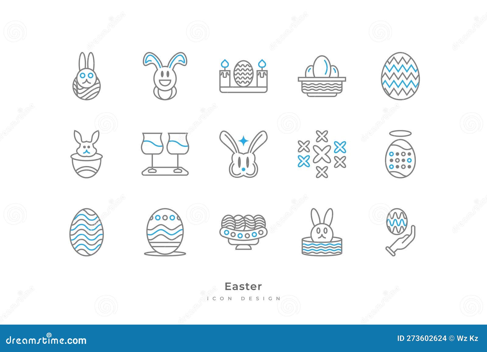 Easter Element Icon Set. Contains Eggs, Bunny, and More Stock Vector ...