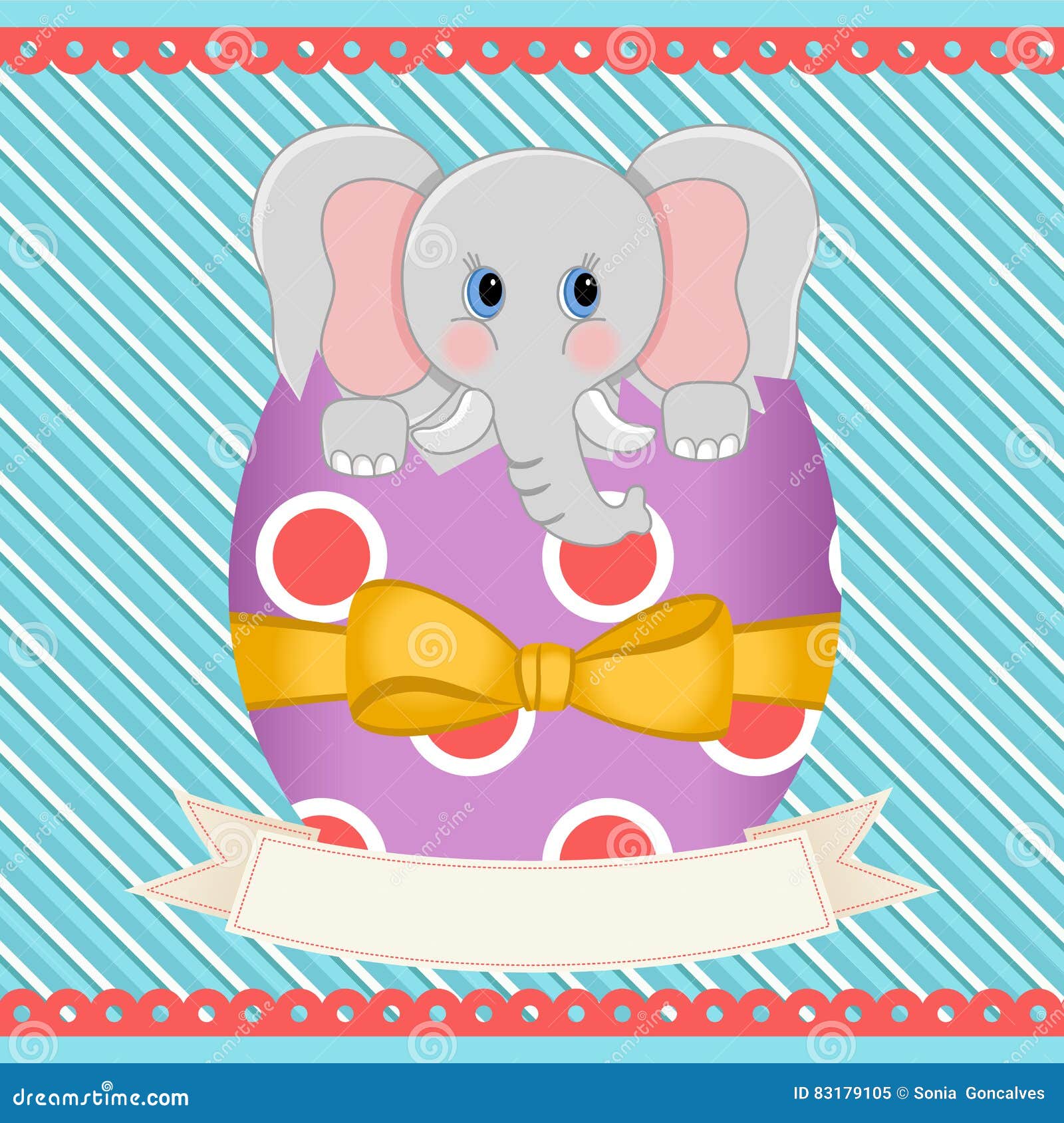 Easter Elephant Inside Egg with Banner Stock Vector - Illustration of ...