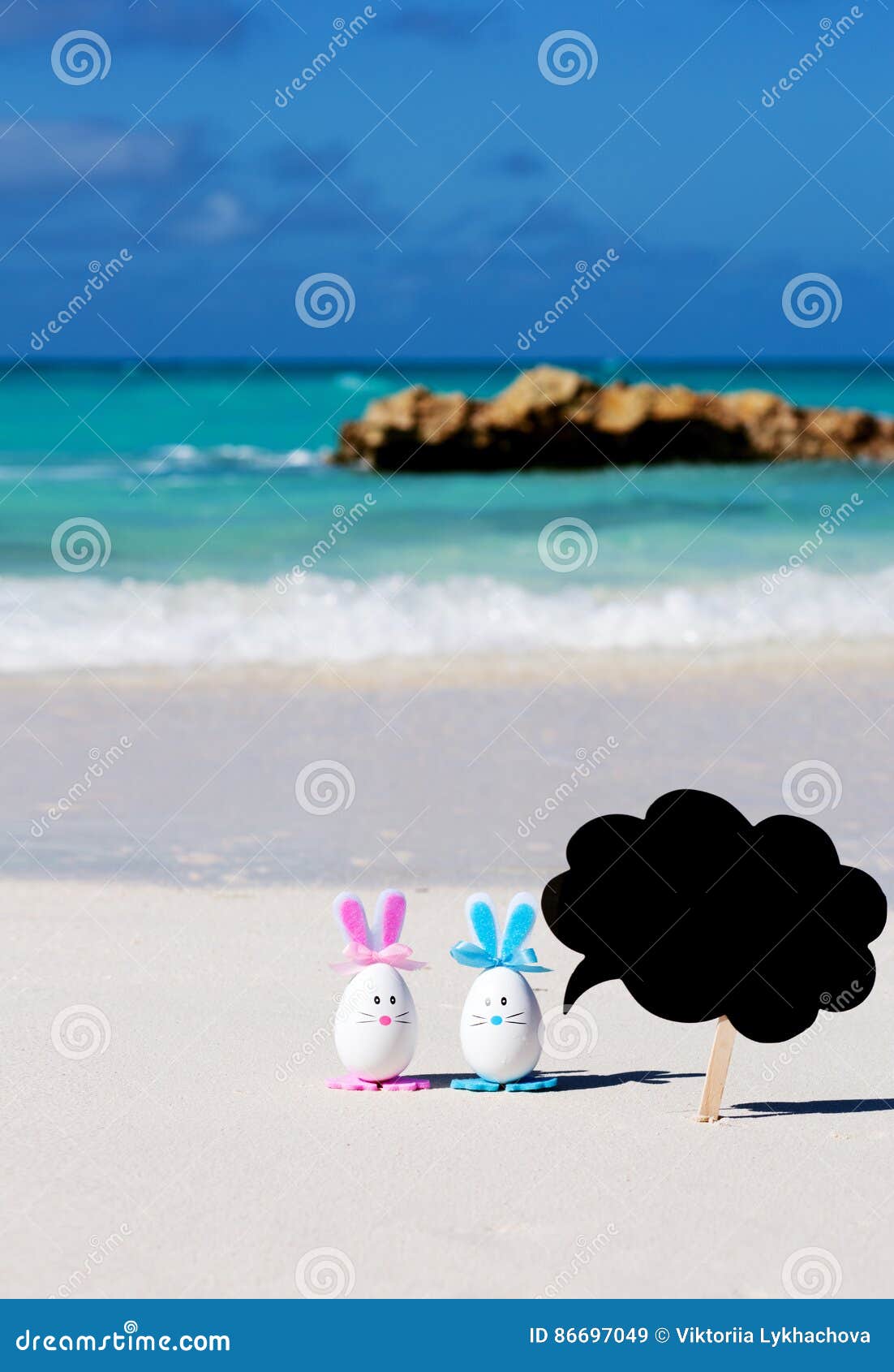 Easter, Estereggs on the Beach, Sand, Ocean and Sea Stock Image - Image ...