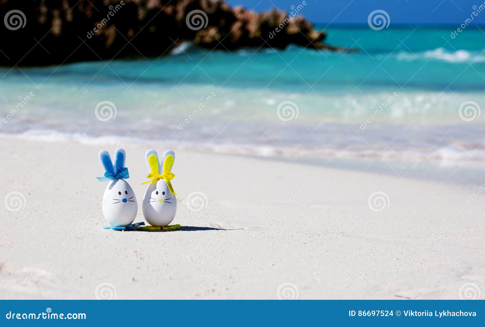 Easter, Estereggs on the Beach, Sand, Ocean and Sea Stock Photo - Image ...