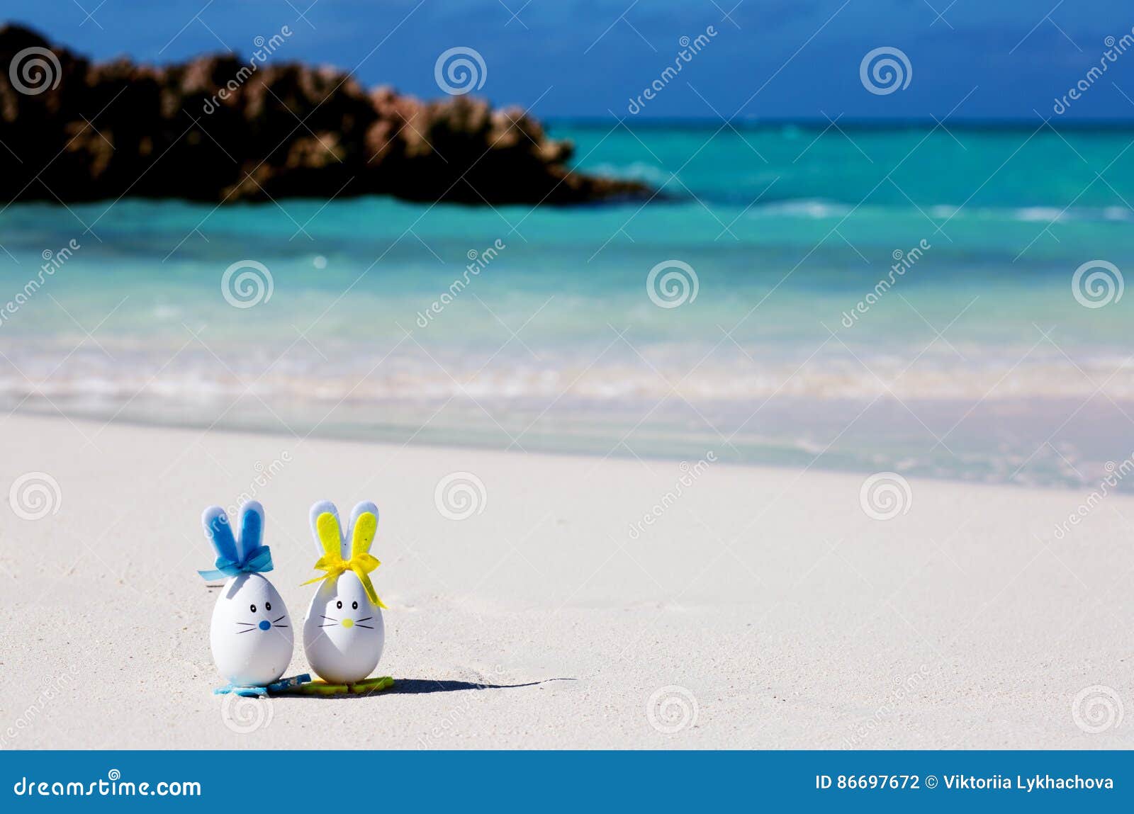 Easter, Estereggs on the Beach, Sand, Ocean and Sea Stock Photo - Image ...