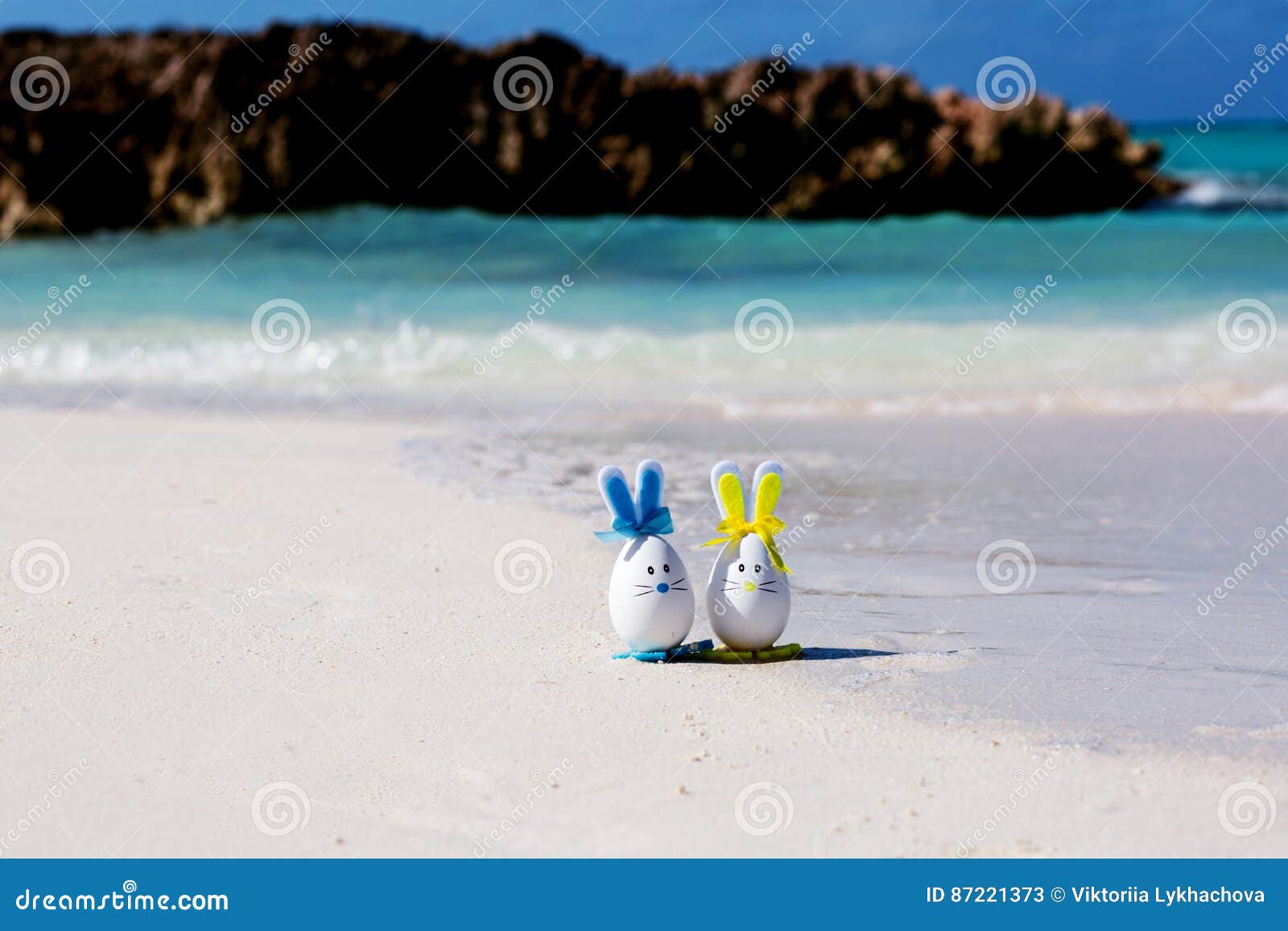 Easter, Estereggs on the Beach, Sand, Ocean and Sea Stock Image - Image ...
