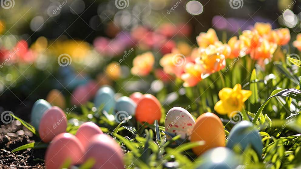 Easter with an Explosion of Blooming Flowers Complemented Stock ...