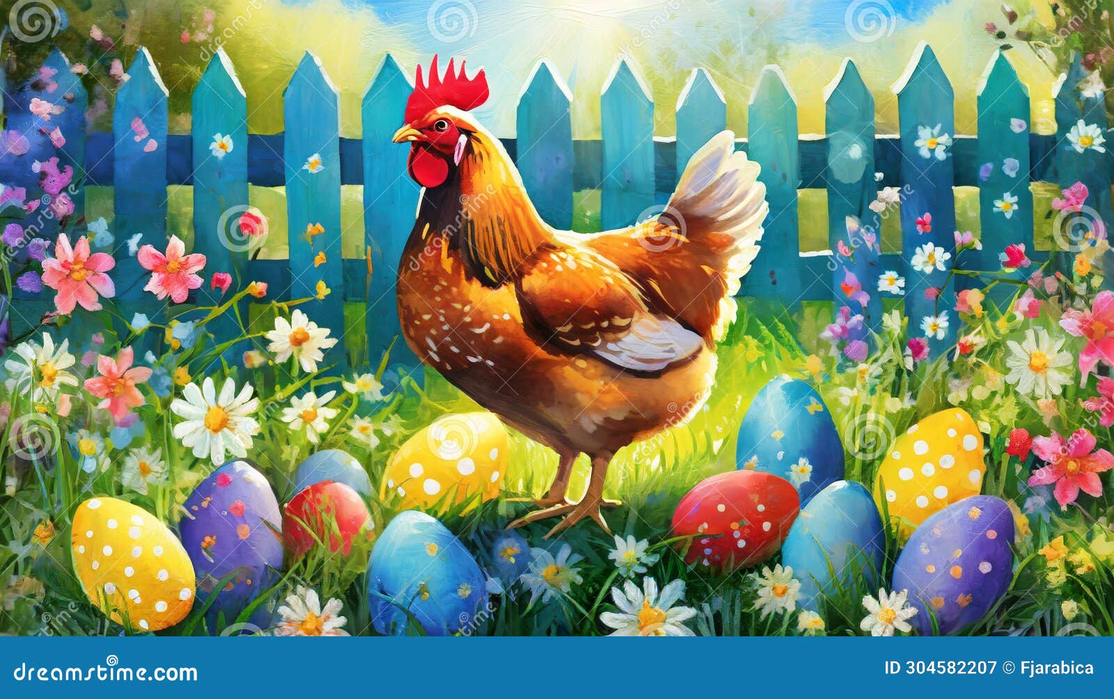 Easter on Farm with Animals Hen with Egg Stock Image - Image of easter ...