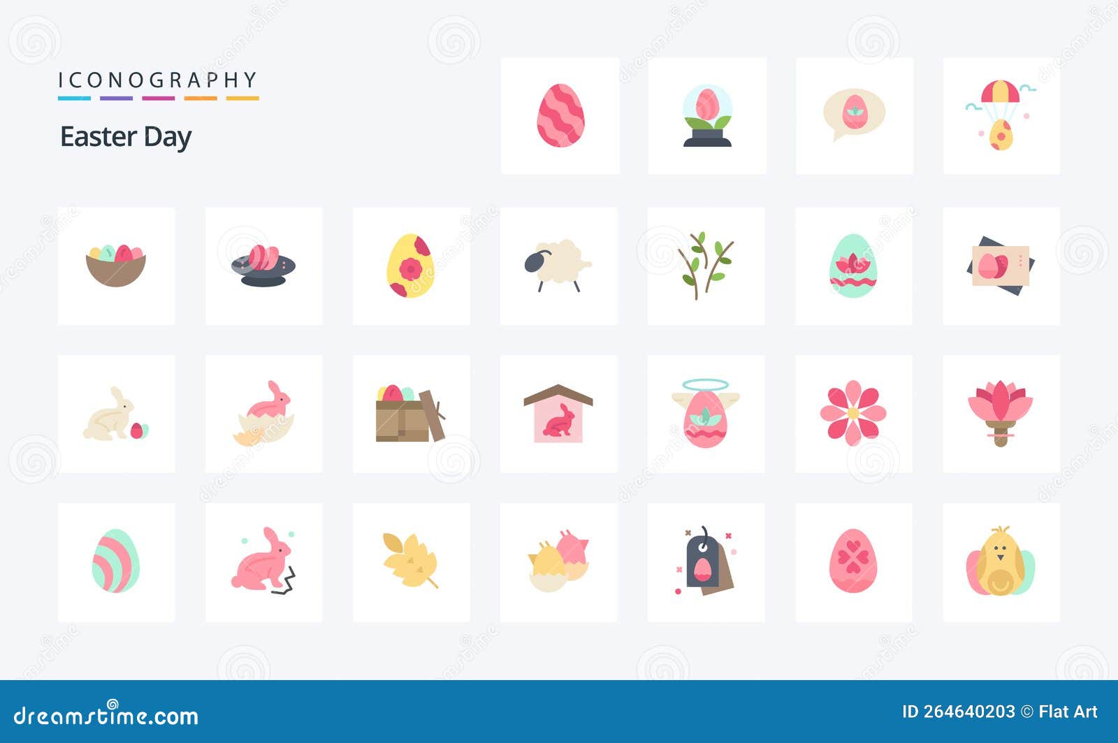 25 Easter Flat Color Icon Pack. Vector Icons Illustration Stock Vector ...