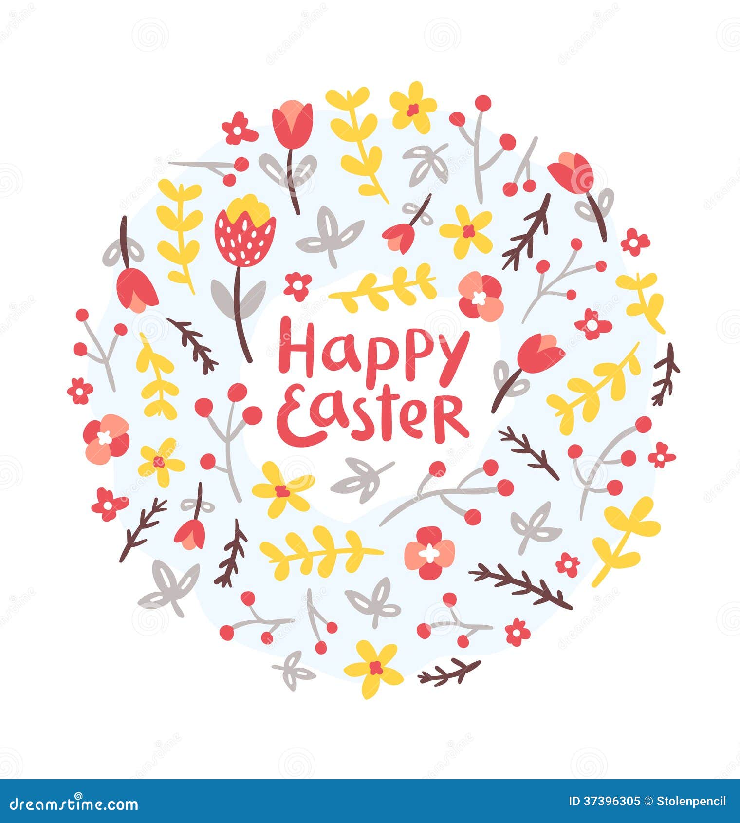 Easter Floral Egg Cartoon Vector | CartoonDealer.com #22973155