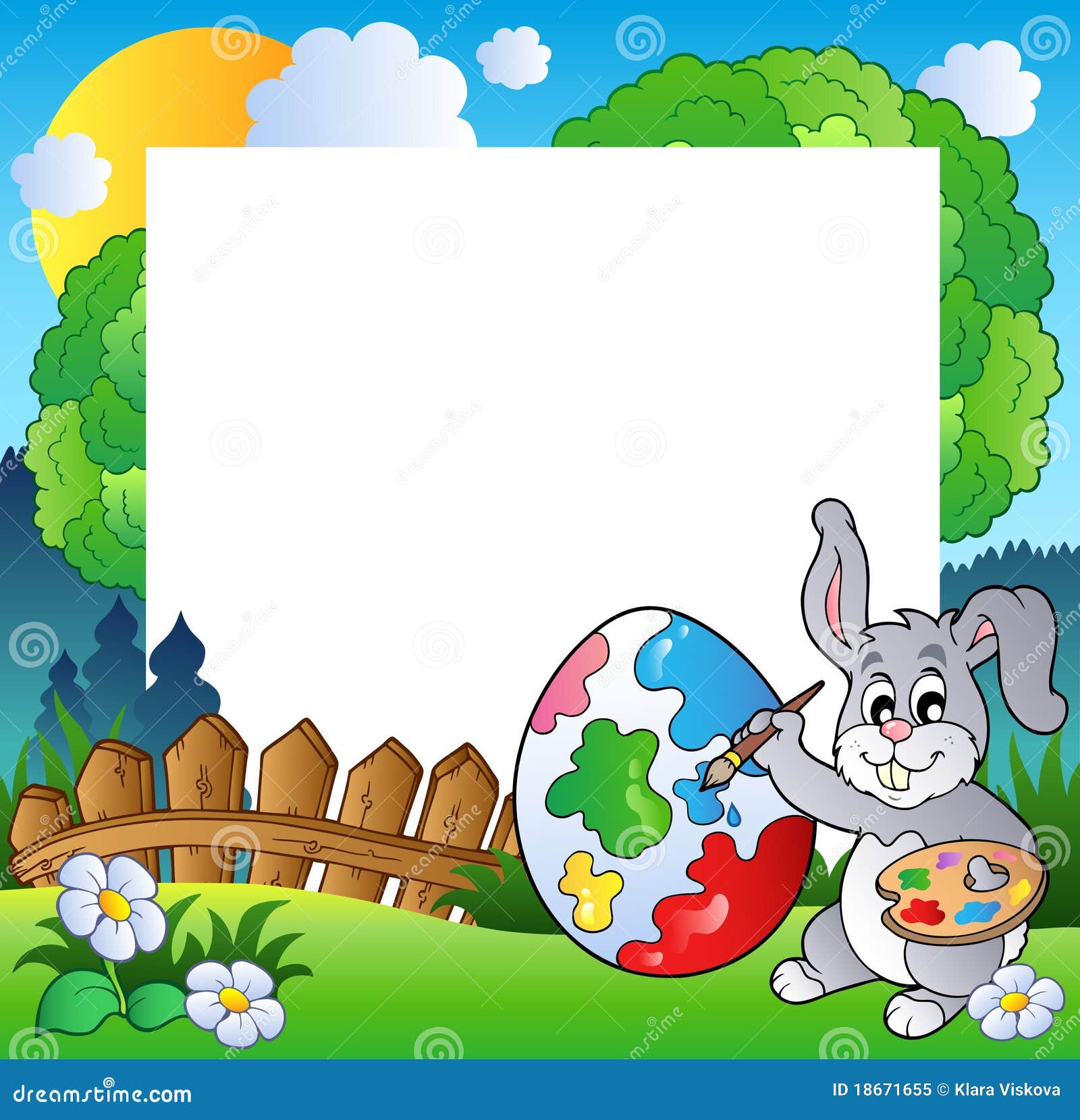 Easter Frame with Bunny Artist Stock Vector - Illustration of cute ...