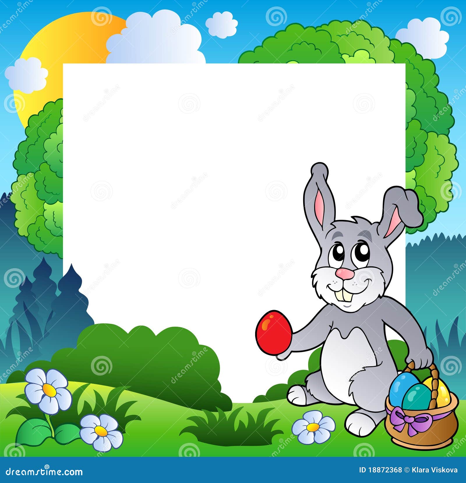 Easter Frame with Bunny and Eggs Stock Vector - Illustration of ...